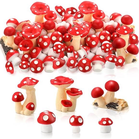 Accents | 12 Pcs Cute Tiny Mushrooms Bulk Mini Miniature Figurines ...
